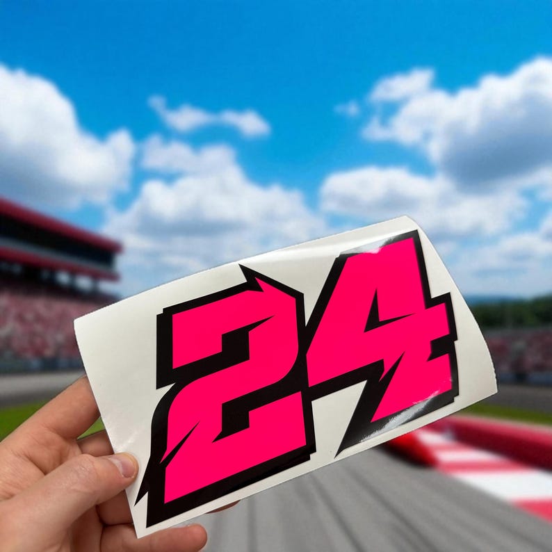 Fluorescent Racing Number Decals: Custom Vinyl Stickers, UV Laminated ...