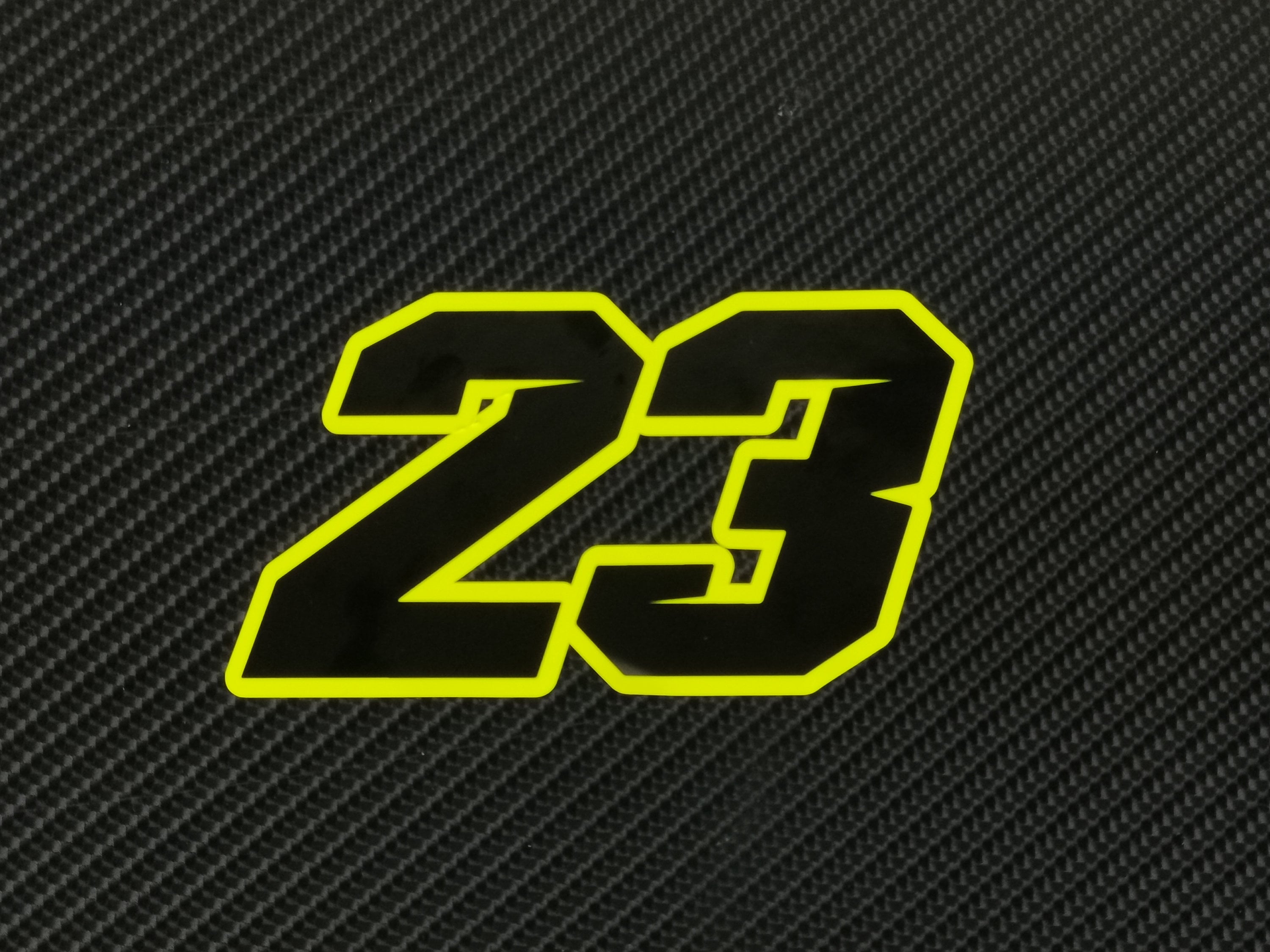 Fluorescent Racing Number Decals: Custom Vinyl Stickers, UV Laminated ...