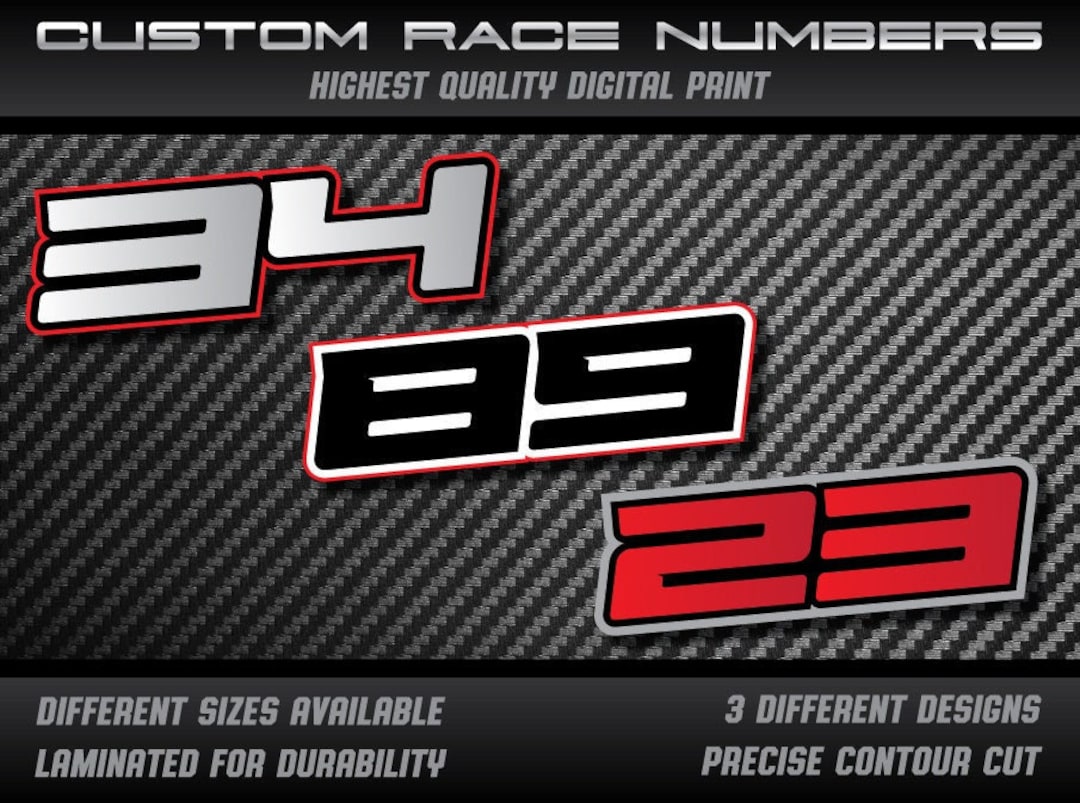 Personal Custom Race Numbers Stickers Decals Graphics Racing Motorcycle ...
