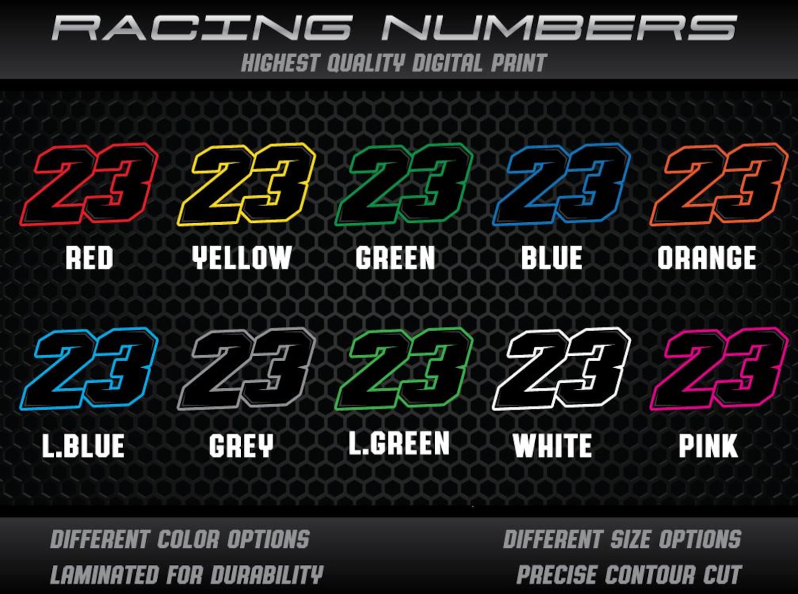 3 X Custom Racing Numbers Vinyl Stickers Decals Graphics Race ...