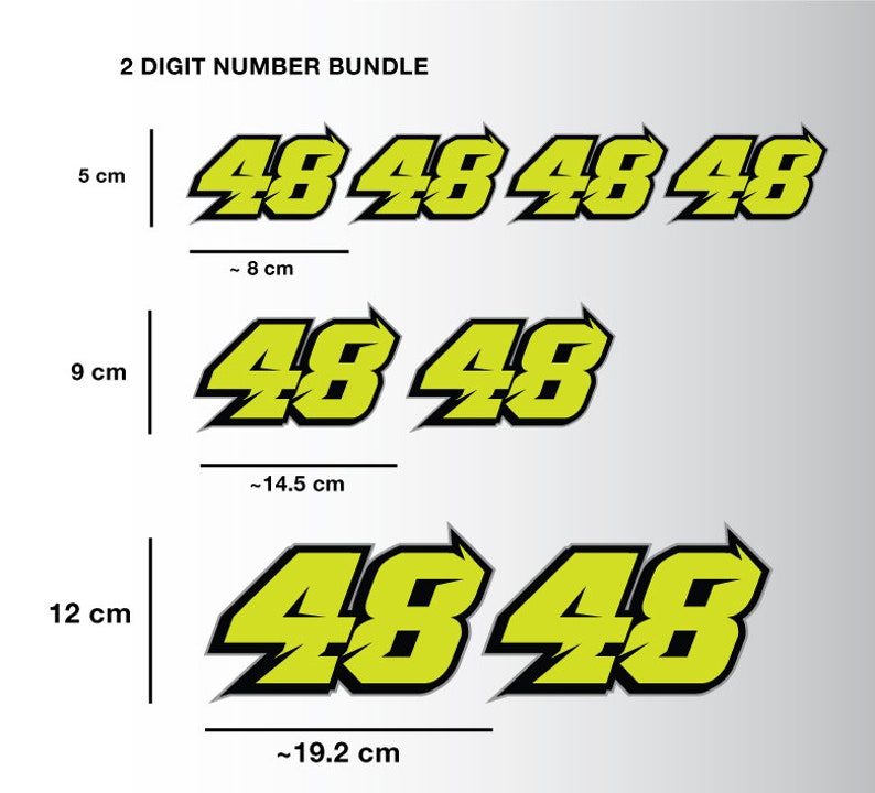 3 X Fluo Neon Color Custom Racing Numbers Stickers Decals - Etsy