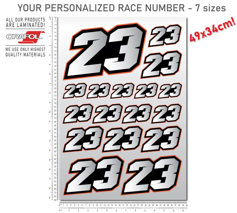 Personal Custom Race Numbers Sheet 49x34cm Stickers Decals - Etsy