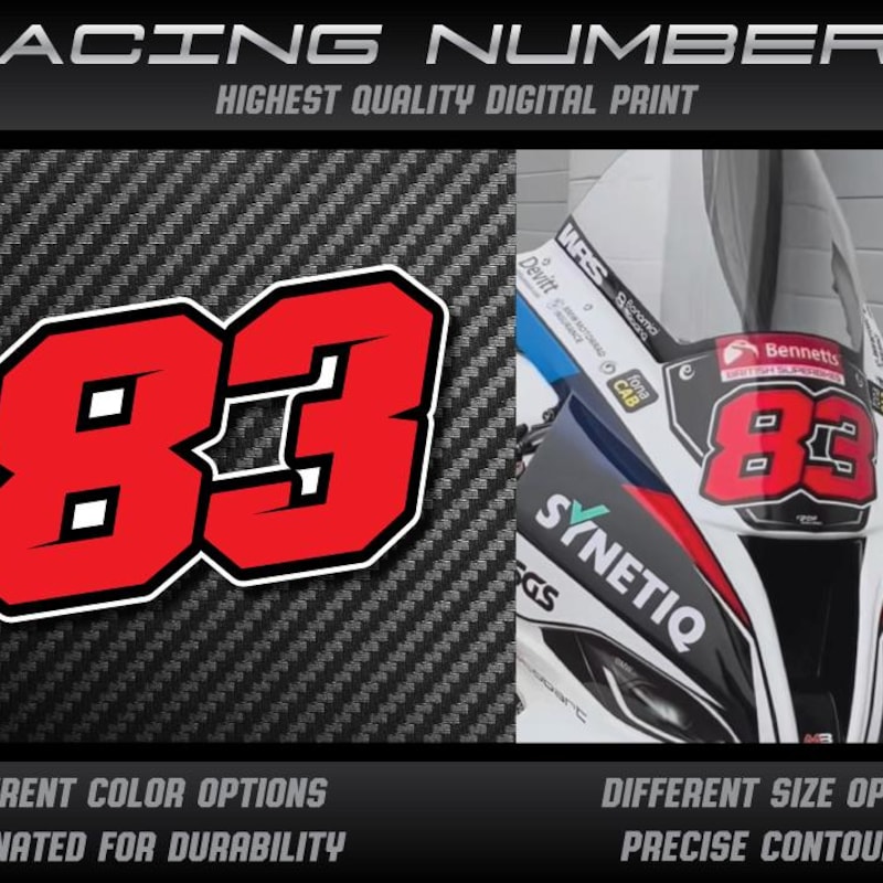 Race Car Numbers Decals - Etsy UK