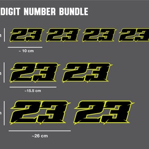 3 X Fluo Neon Color Custom Racing Numbers Stickers Decals Graphics Race ...