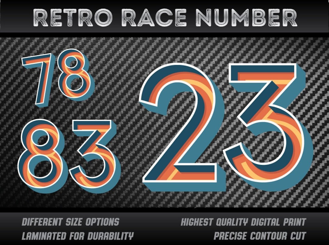 3-6 X Custom Retro Classic Racing Numbers Vinyl Stickers Decals ...