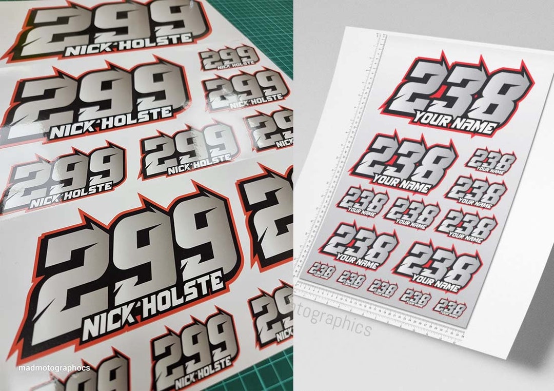 Personal Custom Race Number and Name Stickers Decals Graphics Racing ...