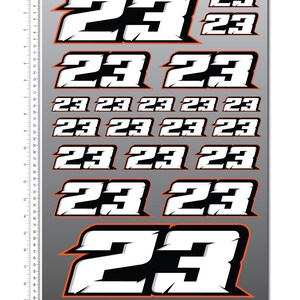 Personal Custom Race Numbers Sheet 49x34cm Stickers Decals Graphics ...