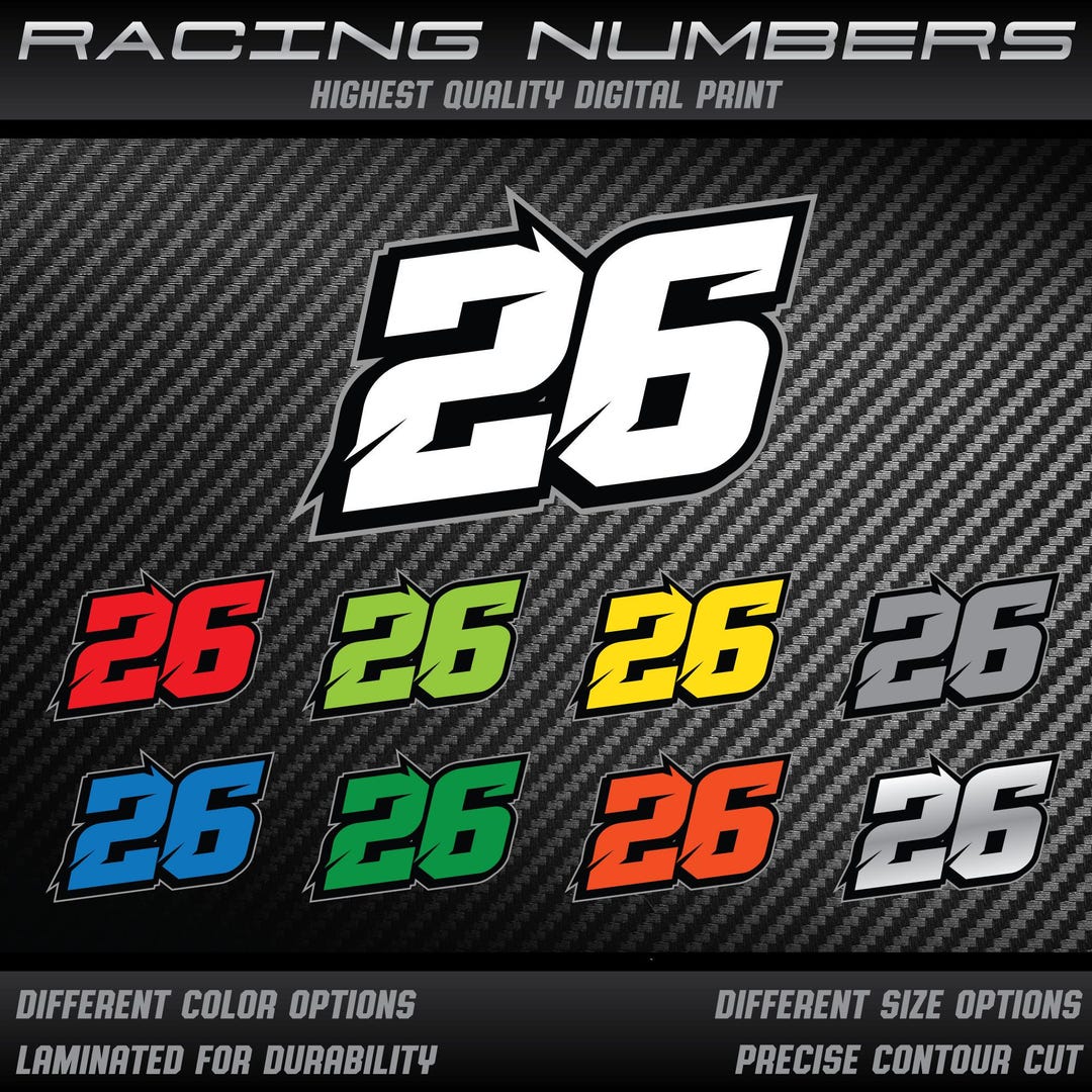 Race Track Bike Numbers Custom Laminated Decals Stickers for Cars and ...