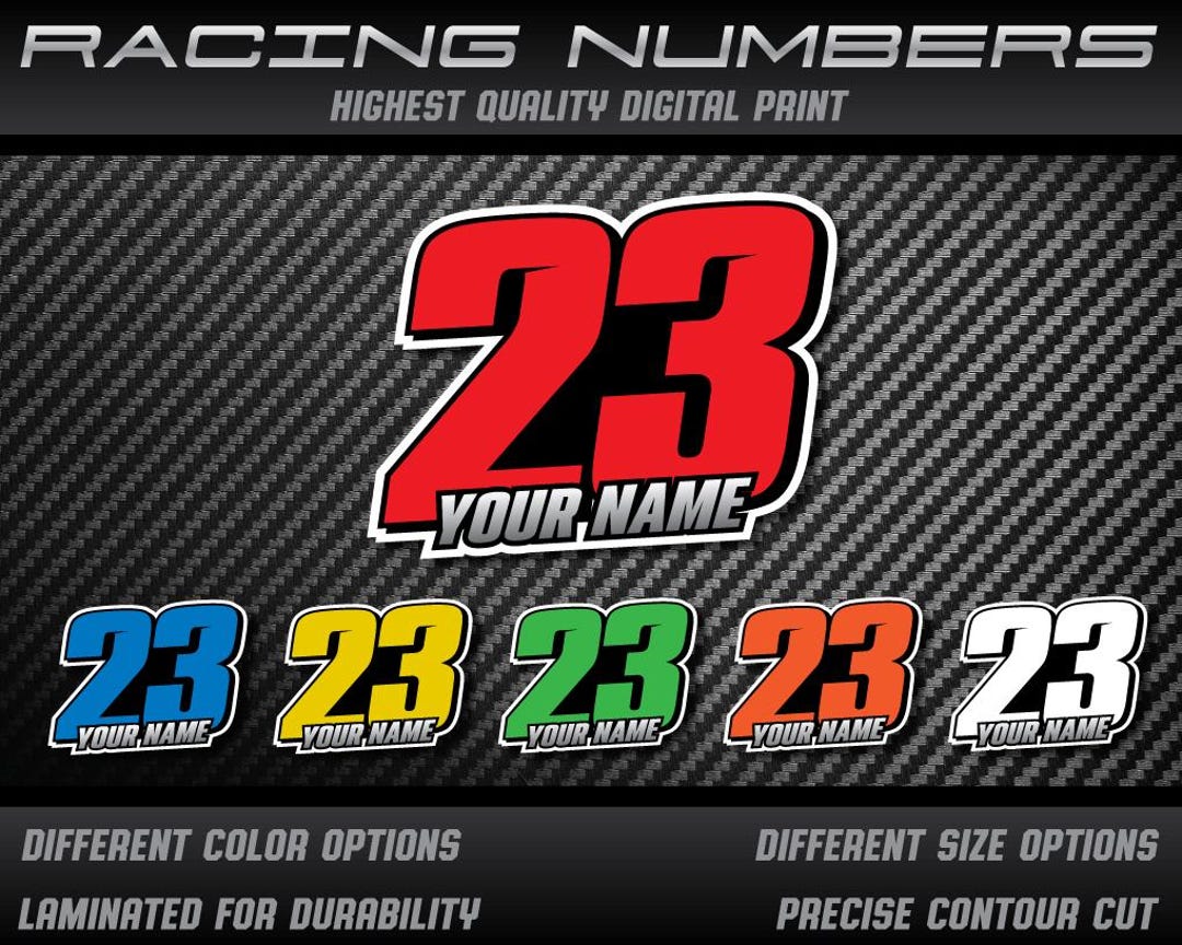 3x Personal Custom Race Number and Name Plate Stickers Decals Graphics ...