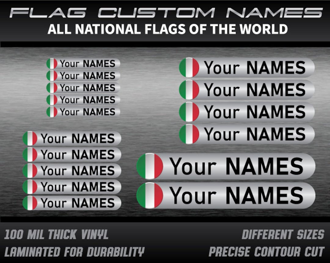 Personalized Name Stickers: Flag Decals, Laminated Vinyl - Etsy