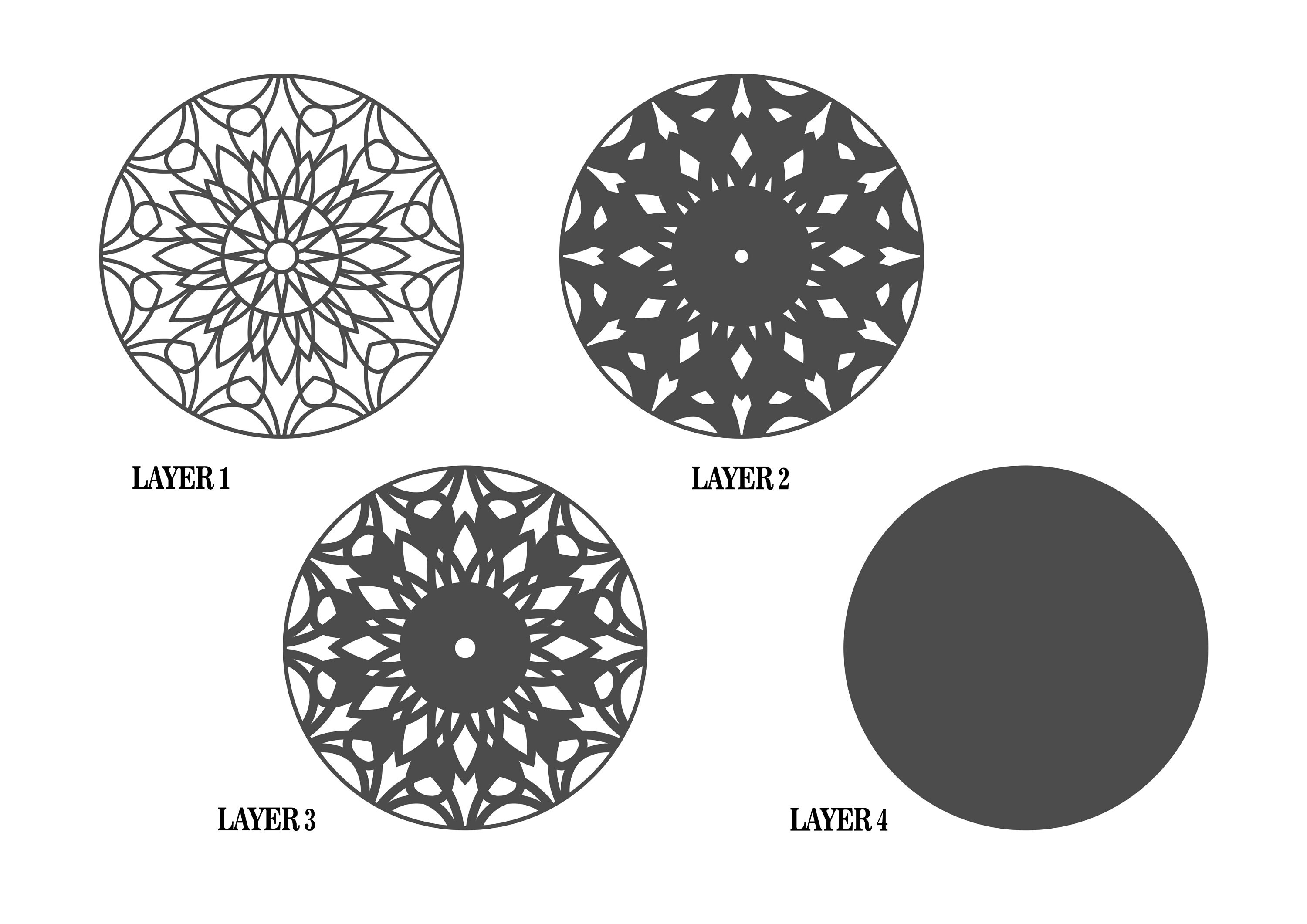 DT3 - Multilayer Mandala Laser Cut Files, Digital Files for 3D Wall ...