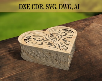 Laser Cut Heart Shaped Box - Etsy