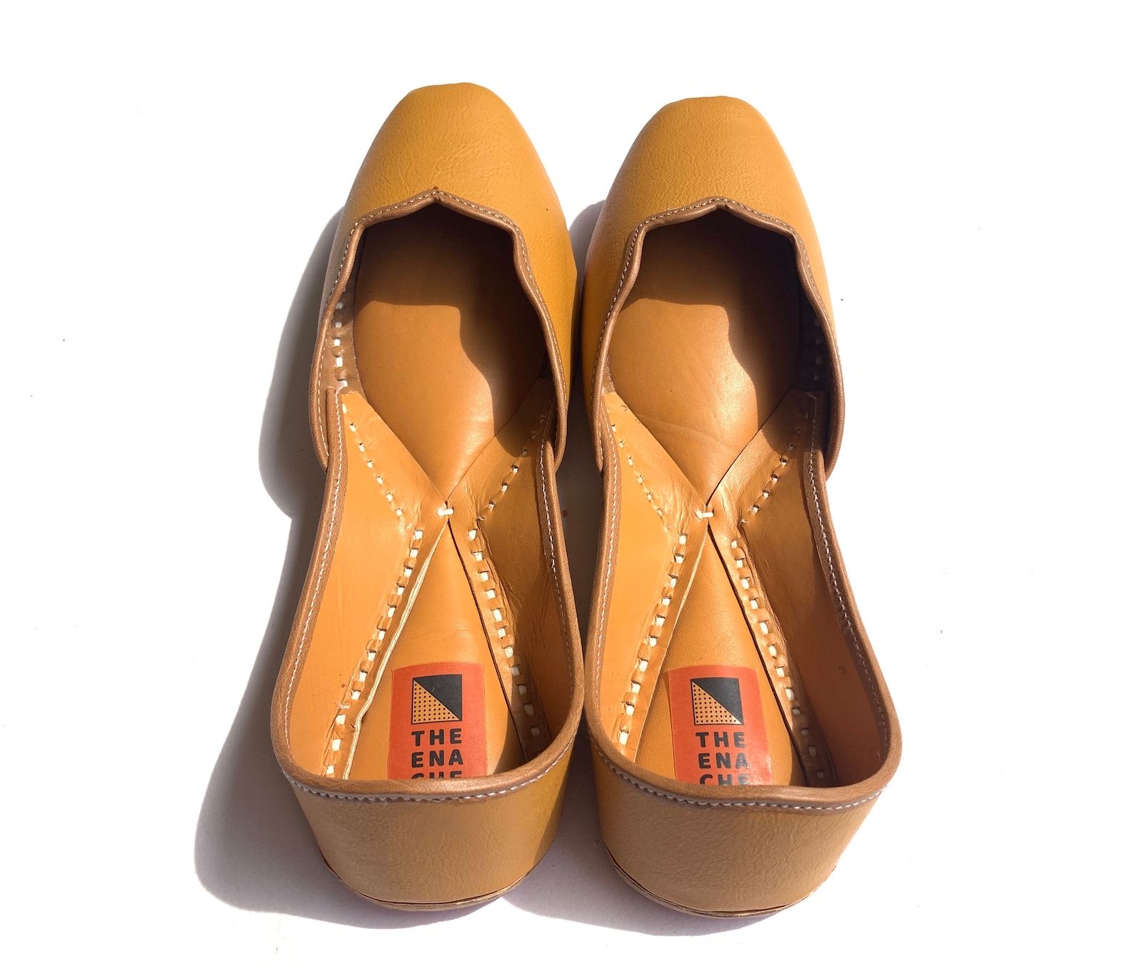 Mustard Yellow Leather Womens Ballet Shoes, Flat Slip Ons, Khussa ...