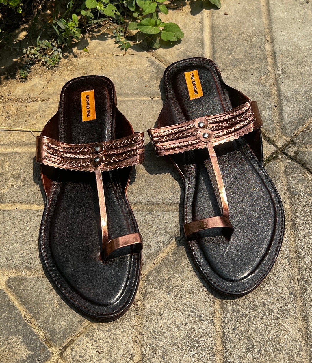 Copper Leather Kolhapuri Sandals, Indian T Strap Boho Handmade Shoes - Etsy
