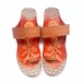 Rust Orange Leather Women's Flat Sandals, Flip Flops, Slip Ons, Summer ...