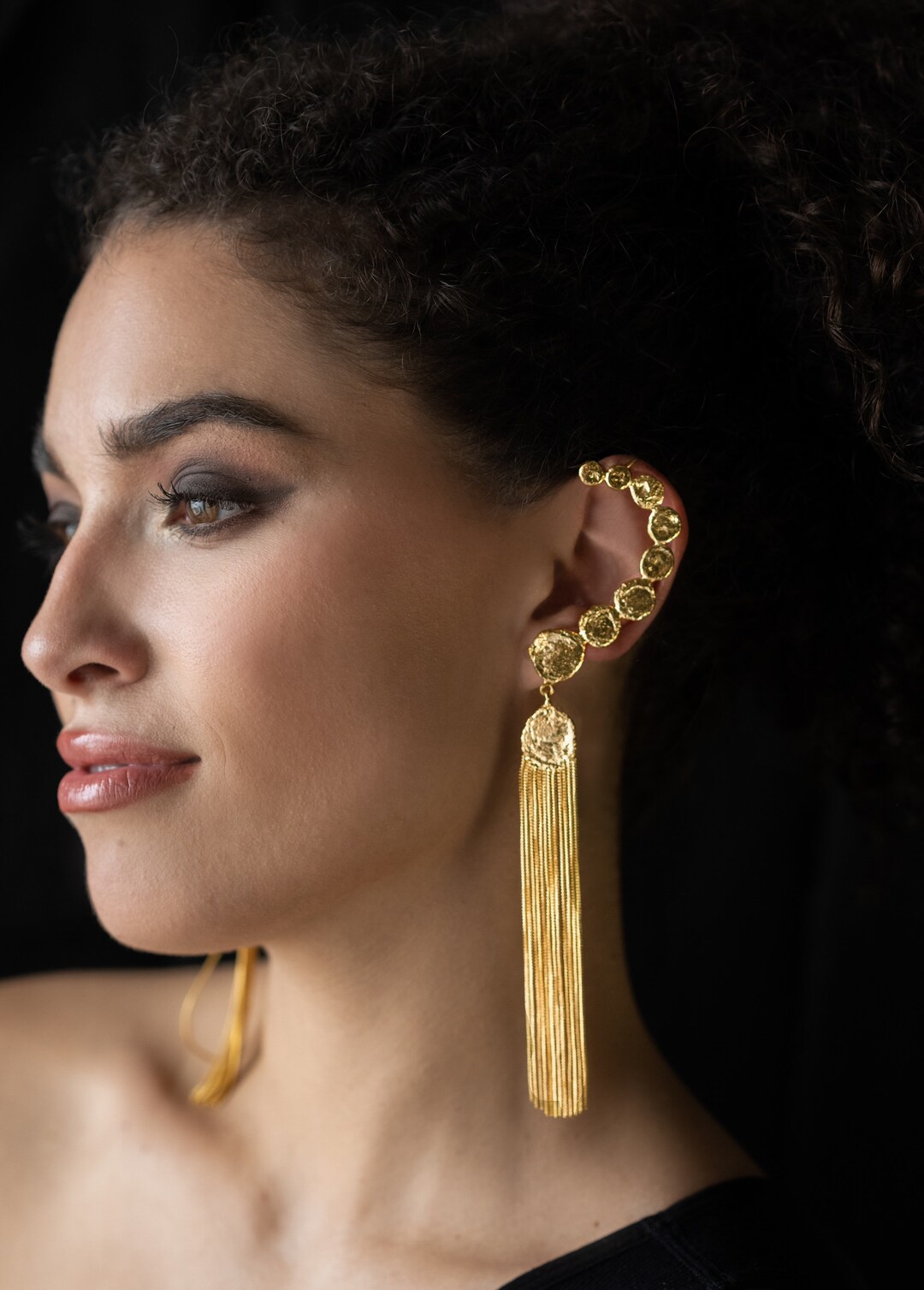 Hammered Ear Climbers Pair for Women, Ear Cuff, Ear Crawler - Brass ...