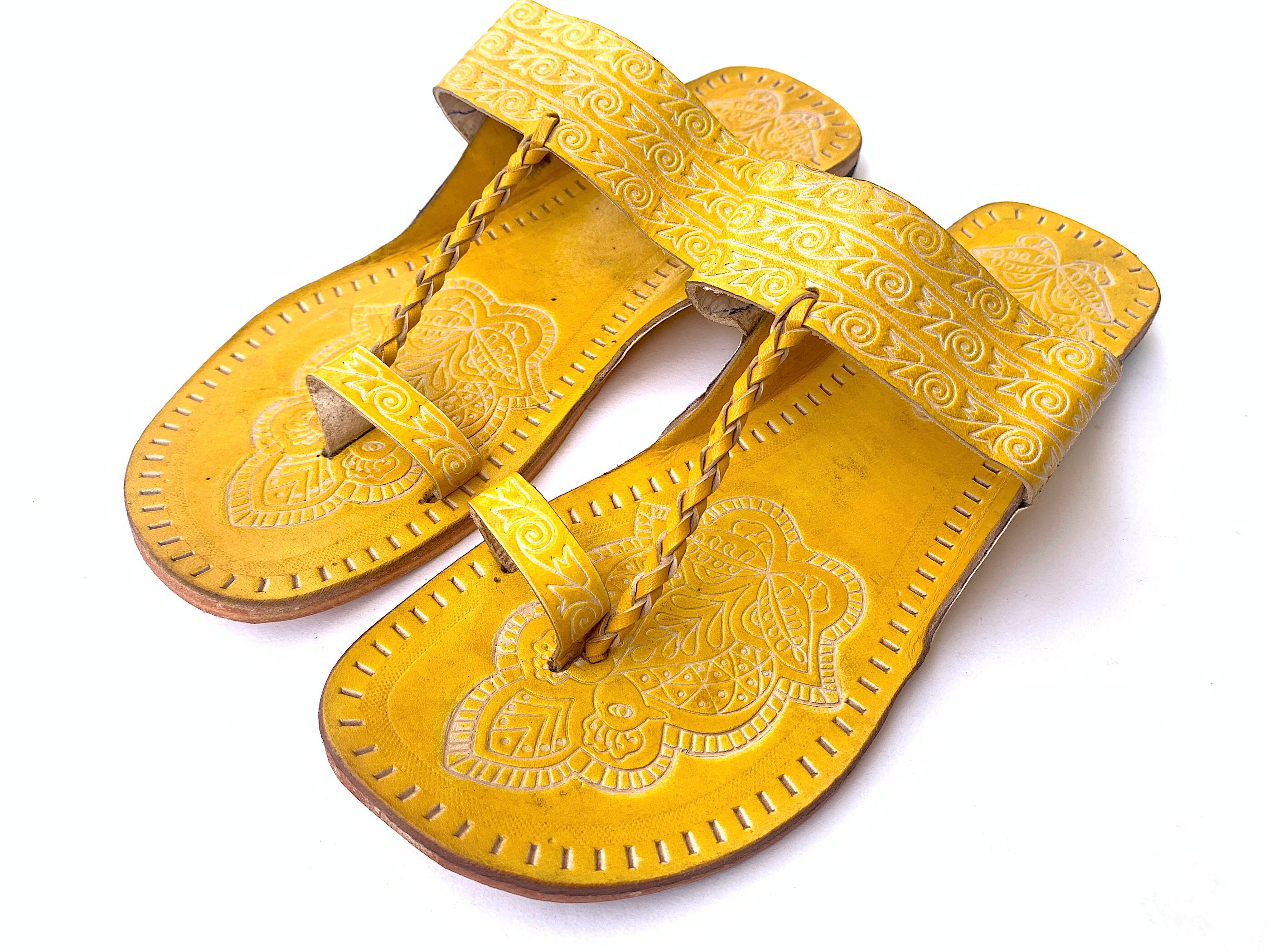 Boho Style Lemon Yellow Women's Handmade Slip Ons Sandals - Etsy
