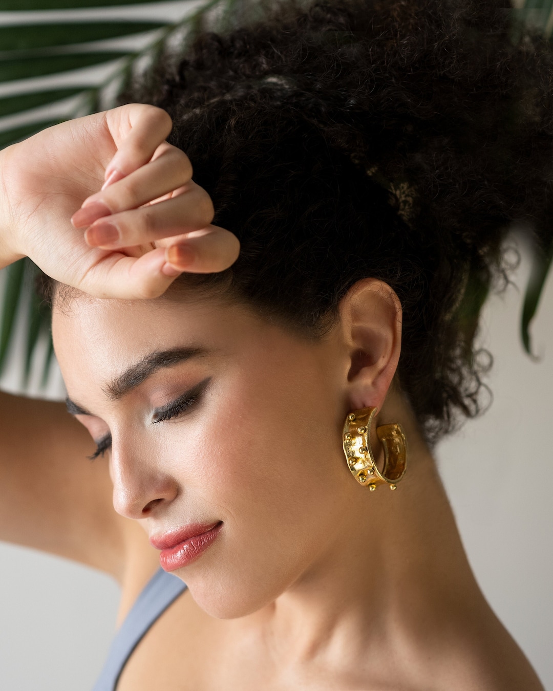 Thick Gold Chunky Boho Hoop Statement Earrings, Large Hoops, Geometric ...