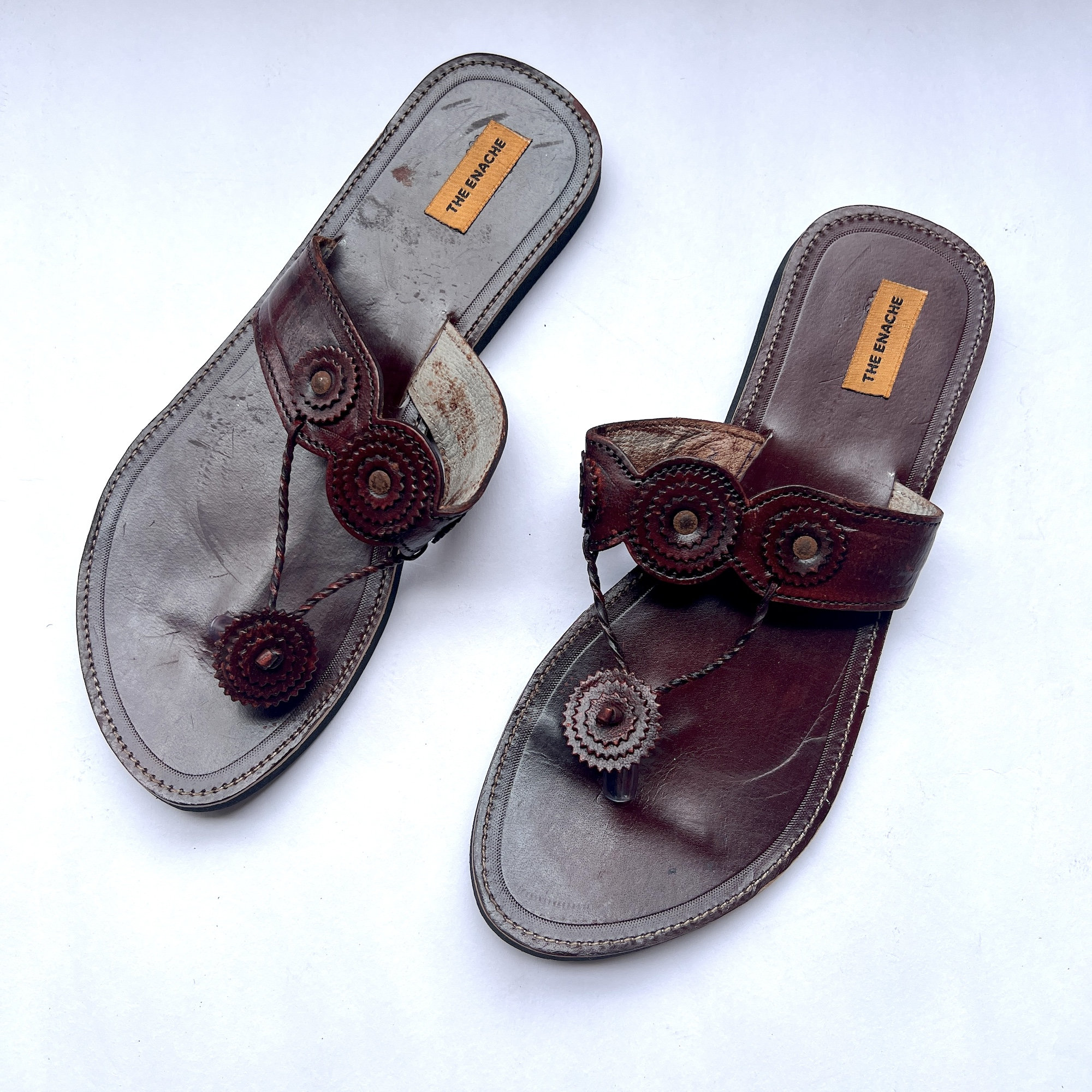 Brown Leather Kolhapuri Chappals, Indian Handmade Sandals - Etsy