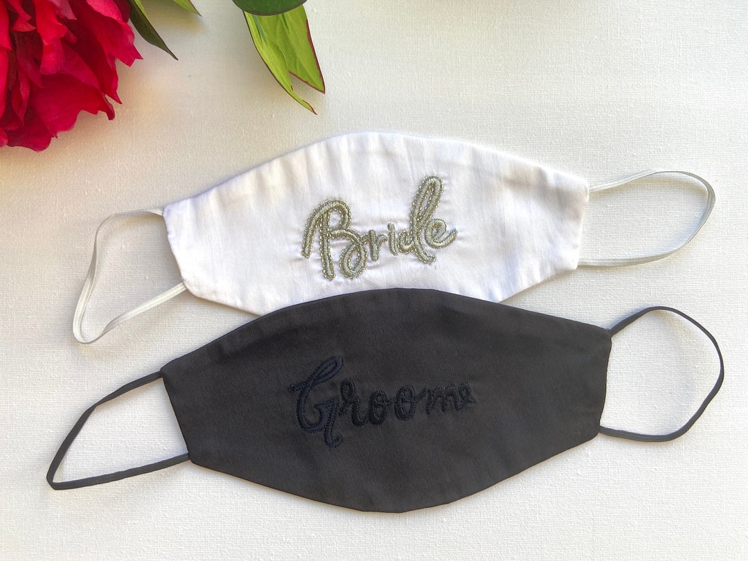 Bride and Groom Satin Wedding Face Mask Set, Sequin Bridal Masks - Etsy