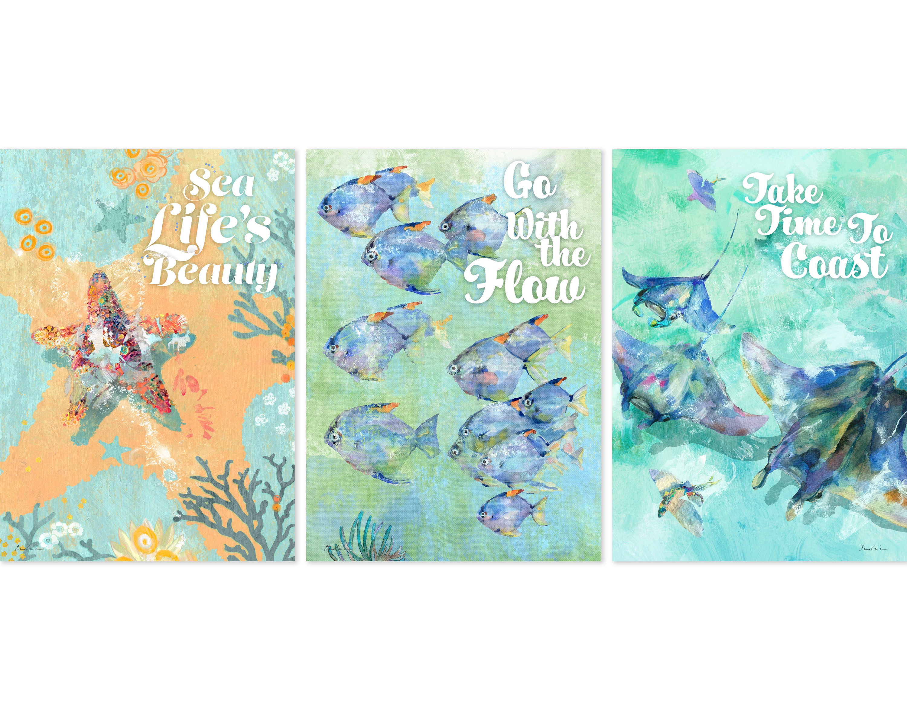 Sea Life Blank Note Card Set of 12 Different Note Cards With Envelopes ...