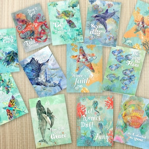Sea Life Blank Note Card Set of 12 Different Note Cards With Envelopes ...