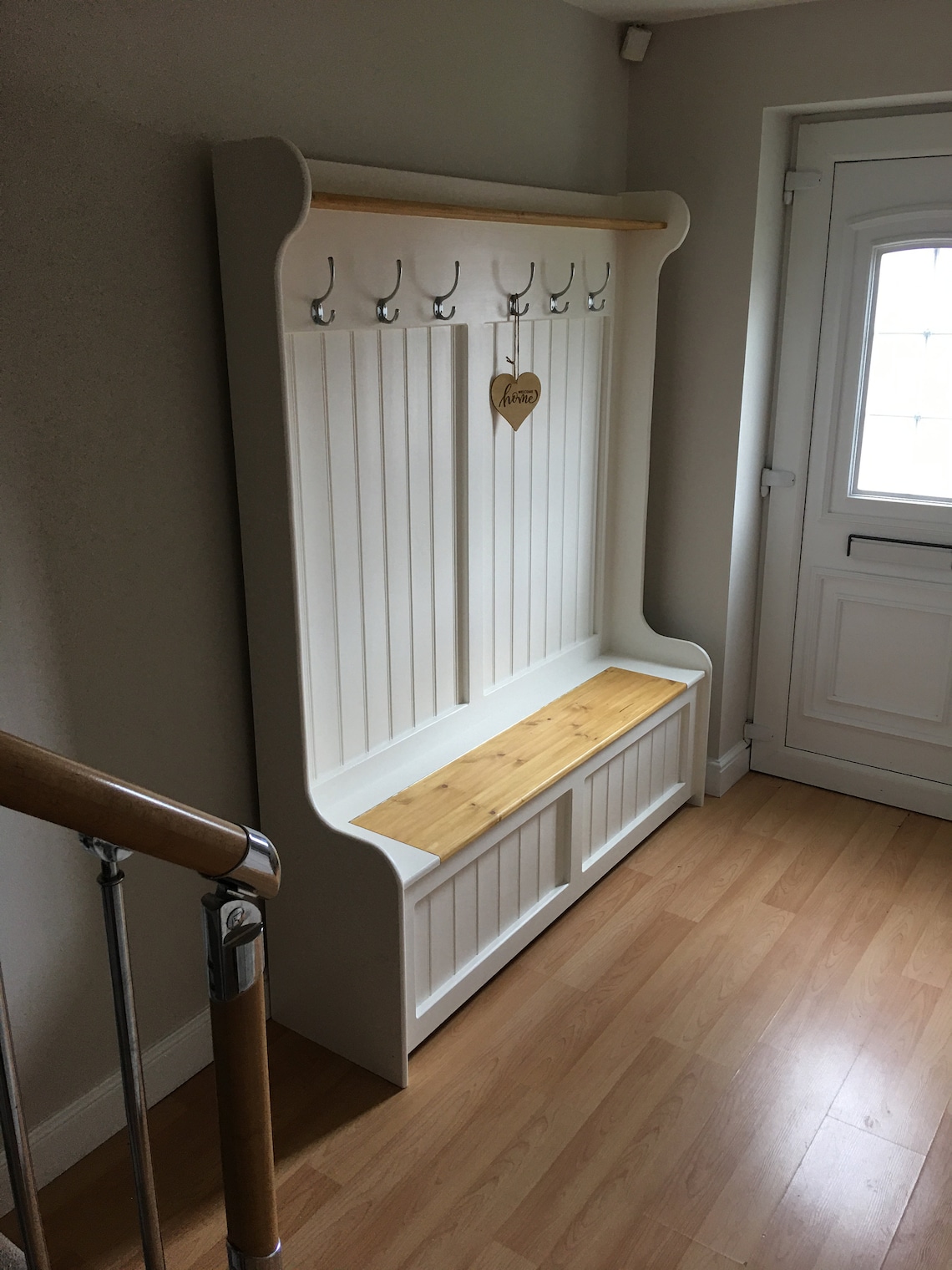 Hand Made Monks Bench / Coat Rack / Storage Bench / Finished - Etsy UK