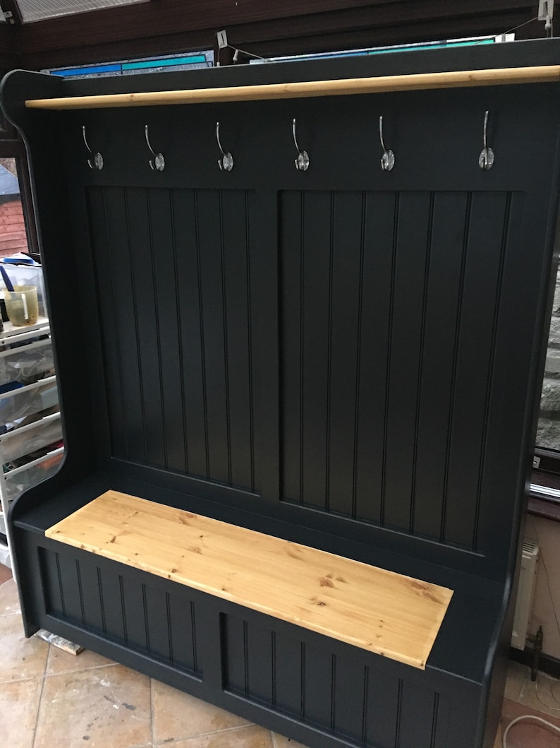 Hand Made Monks Bench / Coat Rack / Storage Bench / Finished - Etsy UK