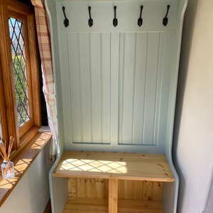 Beautiful Hand Craft Bespoke Monks Bench Coat Rack With Shoe Rack With ...