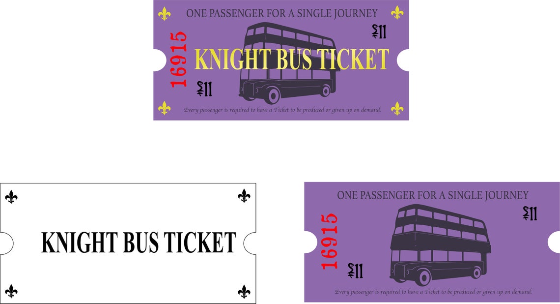 Knight Bus Ticket SVG Vector Printable Harry Potter | Etsy Ireland