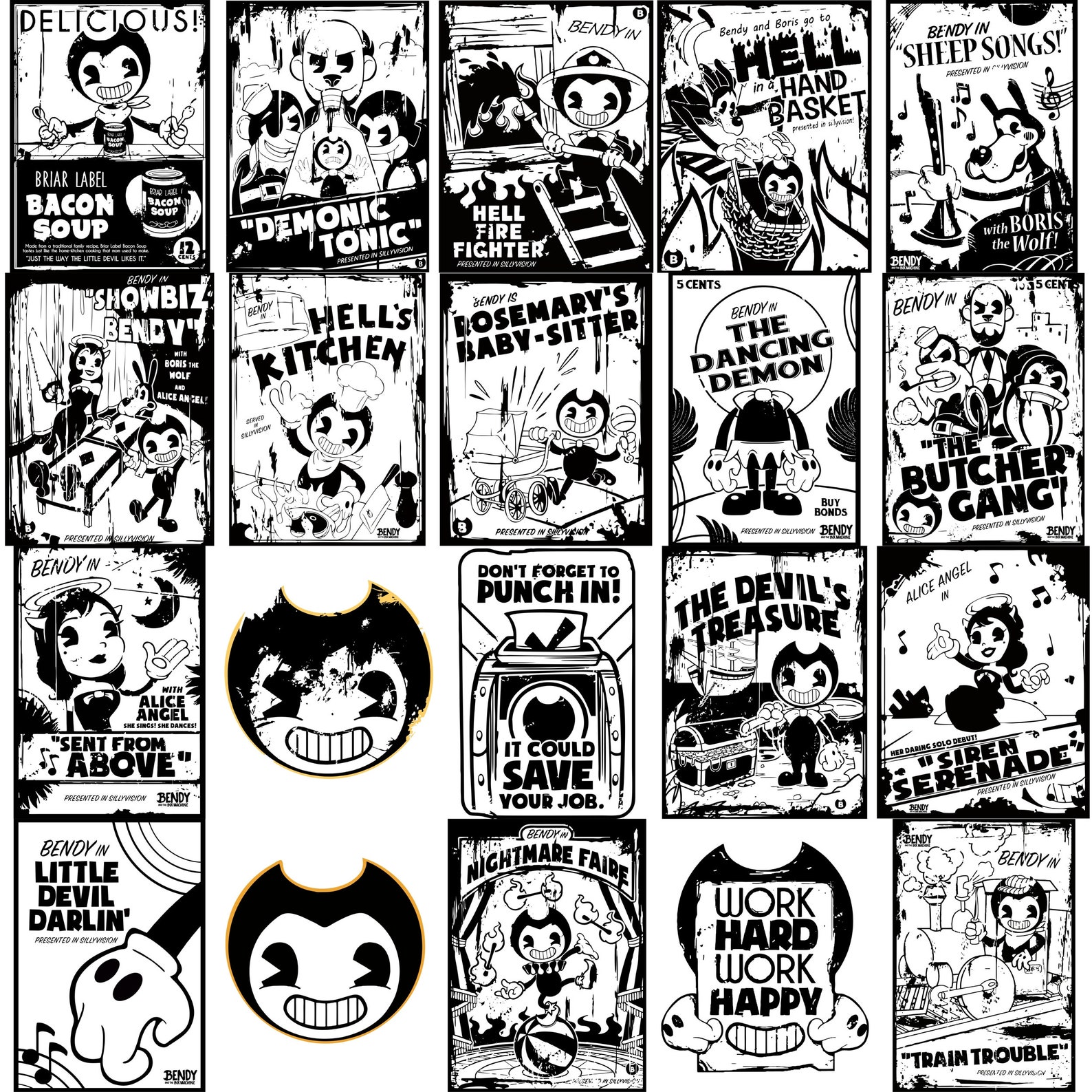 DOWNLOAD 20 Posters Bendy and the Ink Machine With and Without ...