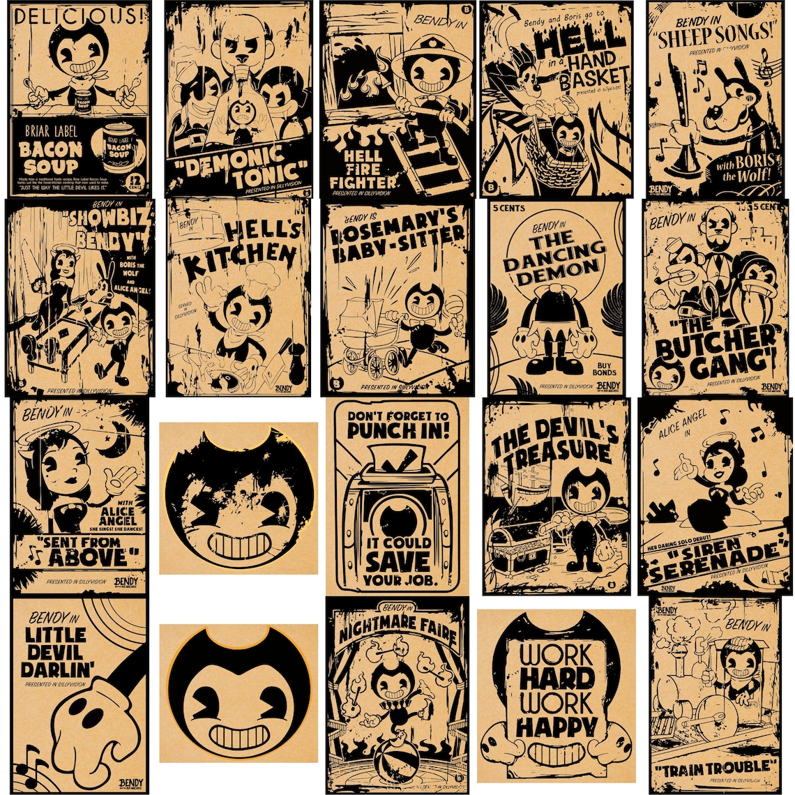 DOWNLOAD 20 Posters Bendy and the Ink Machine With and Without ...