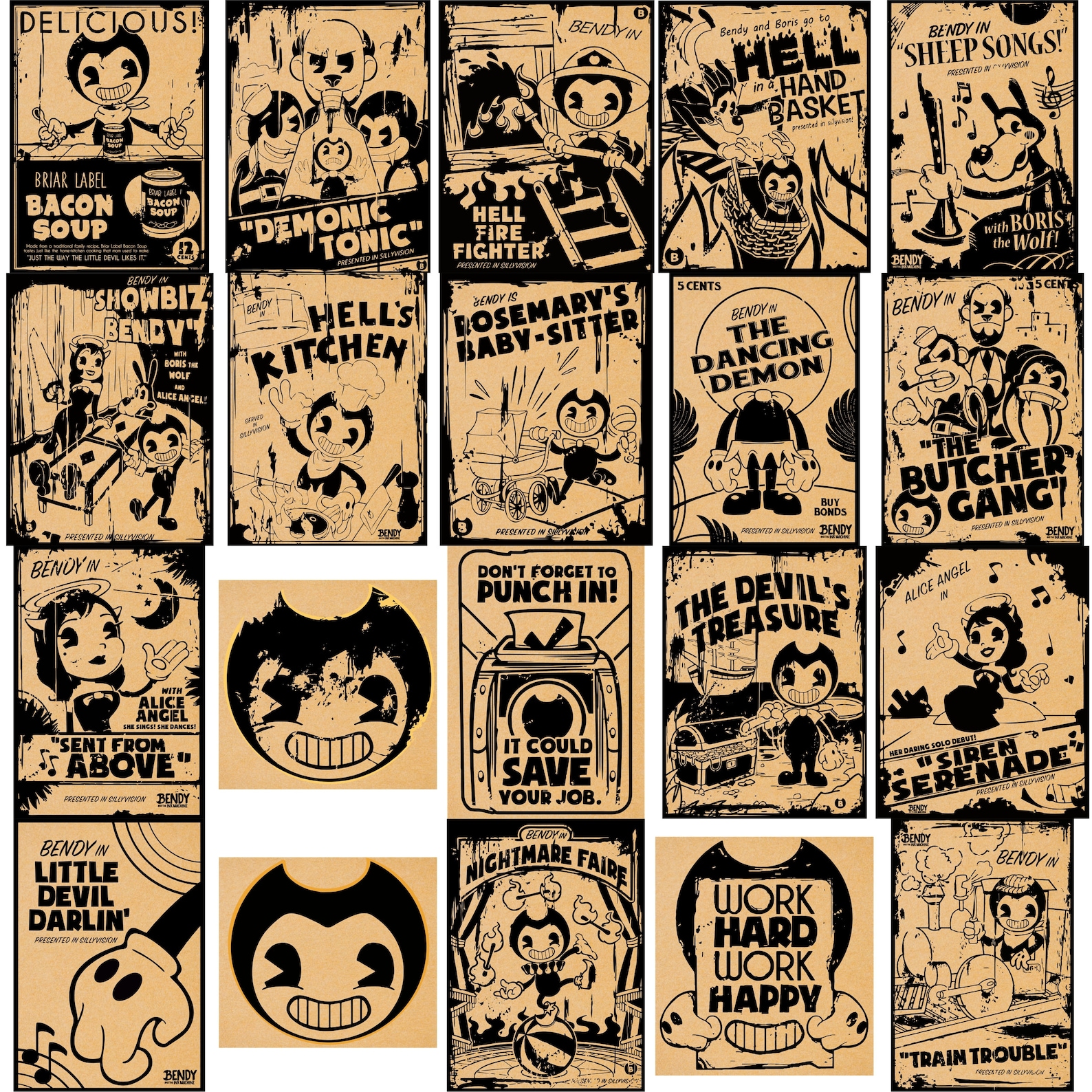 DOWNLOAD 20 Posters Bendy and the Ink Machine With and Without ...