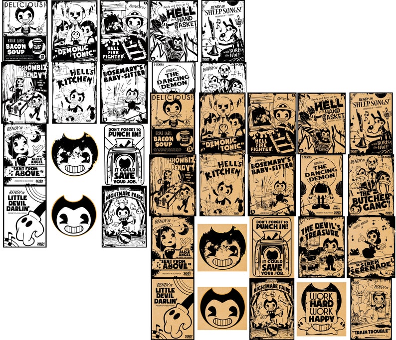 DOWNLOAD 20 Posters Bendy and the Ink Machine With and Without ...