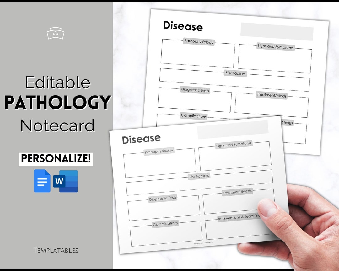 EDITABLE Nursing Patho Disease Template, Pathophysiology, Nurse Study ...