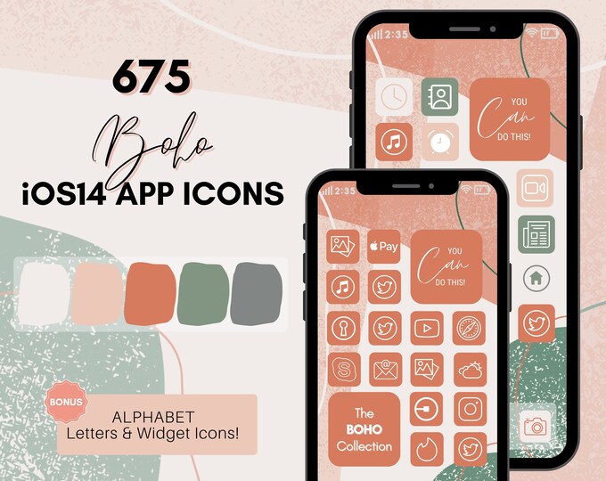 Boho Aesthetic iPhone App Icons, Boho Ios 14 App Icon Pack, Neutral ...