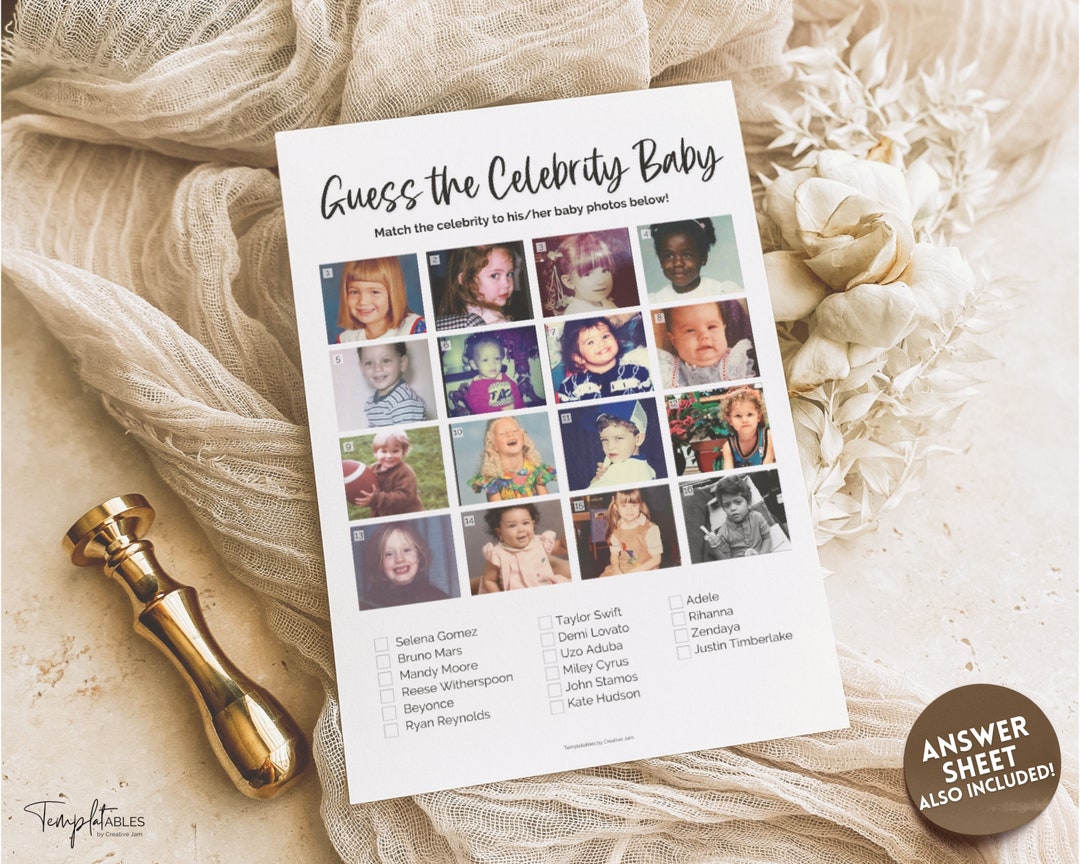 Guess the CELEBRITY Baby, Baby Shower Games, Printable Baby Shower ...