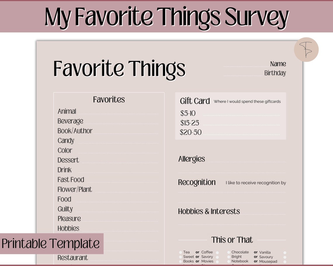 Employee Favorite Things, Get to Know You Game, Favorites List, Get to ...
