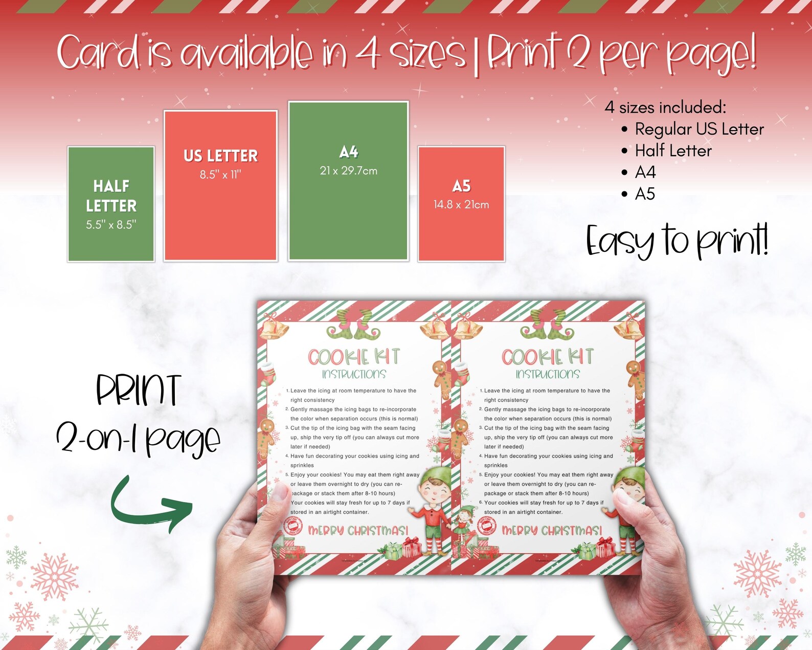 Christmas DIY Cookie Kit Instructions Card, EDITABLE Cookie ...