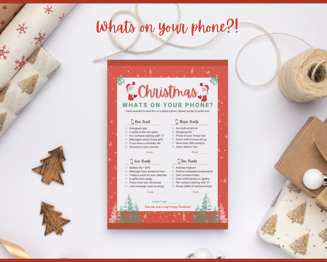 Christmas Whats on Your Phone Game Holiday Game Printables | Etsy