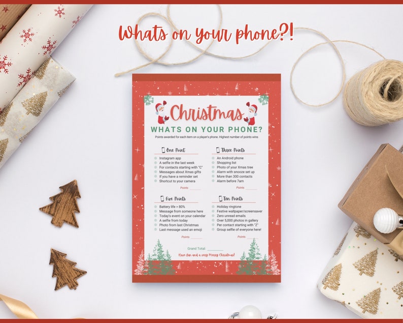Christmas Whats on Your Phone Game Holiday Game Printables | Etsy