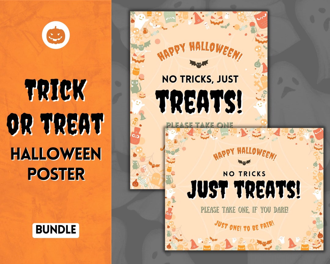 Halloween Trick or Treat Sign, Please Take One Poster, Printable Candy ...
