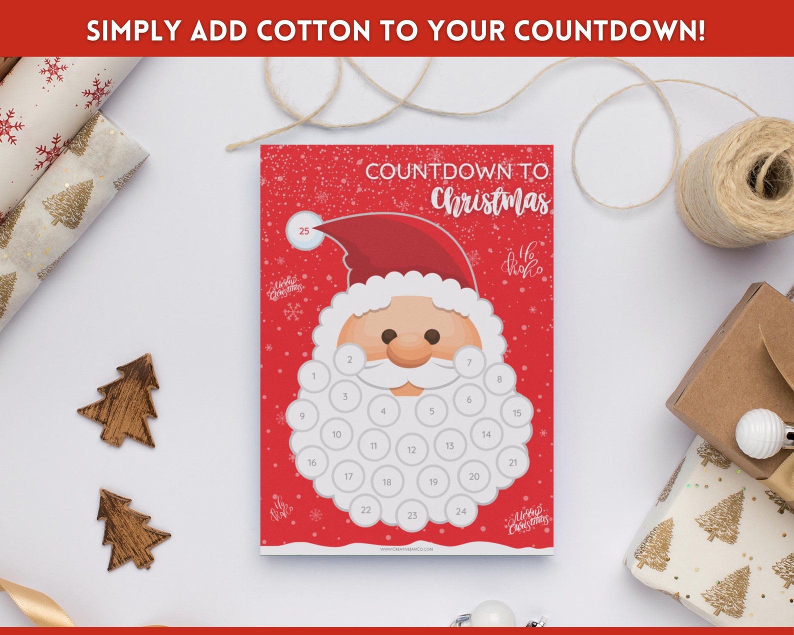 Santa Christmas Countdown Countdown to Christmas Printable - Etsy