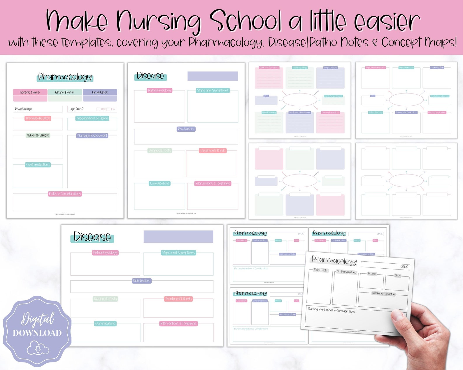 Nurse Student Study Guide Printable Nursing Notes BUNDLE - Etsy