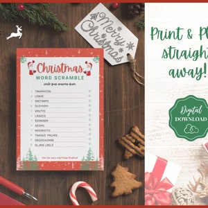 Holiday Word Scramble! Christmas Game Printables, Xmas Party Game, Fun ...