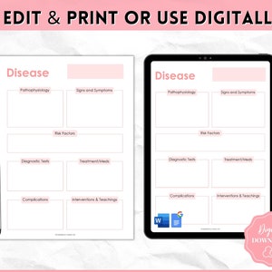EDITABLE Nursing Patho Disease Template, Pathophysiology, Nurse Study ...
