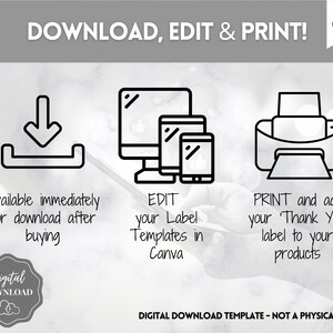 EDITABLE Thank You Sticker, Digital Thank You Label Template, Thank You ...