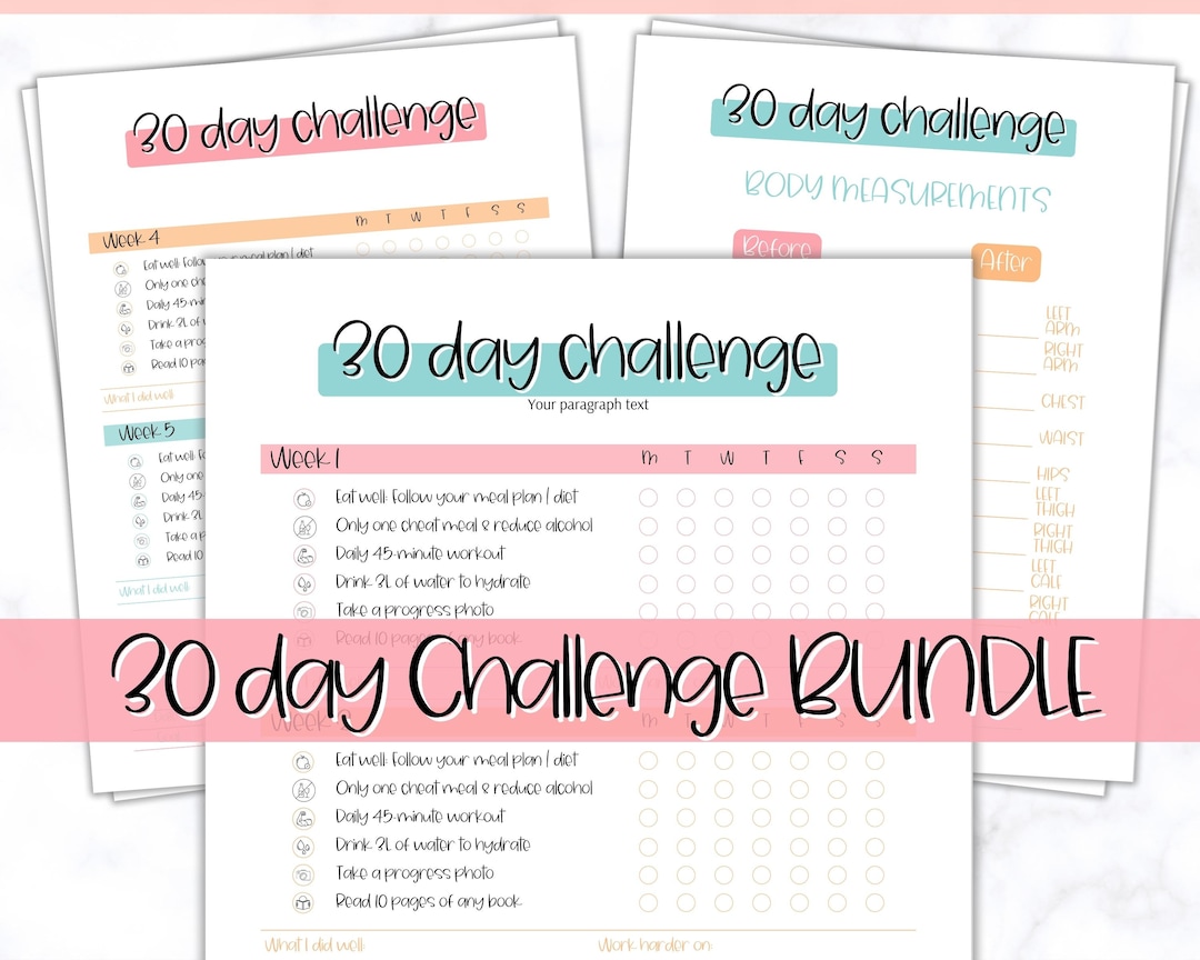 EDITABLE 30 Day Challenge Tracker, 30 Day Habit Tracker Printable ...