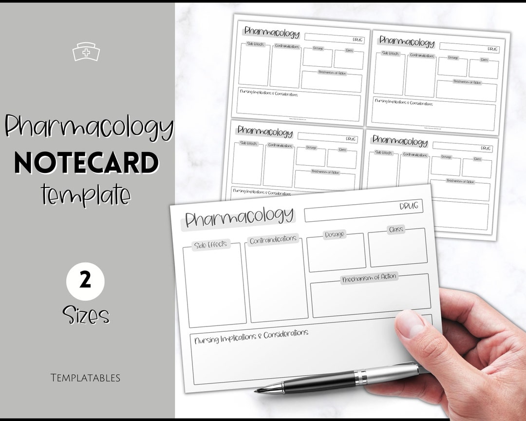 Pharmacology Drug Card Template, Nursing Printable, Nursing Notes ...