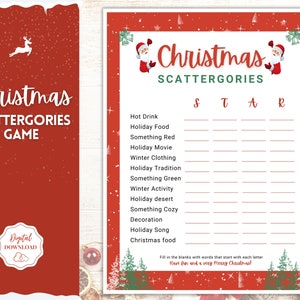 Christmas Scattergories Game Holiday Game Printables, Xmas Party Game ...